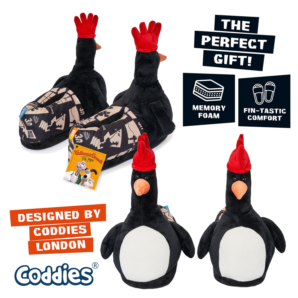 Coddies® Wallace & Gromit Feathers McGraw Slippers