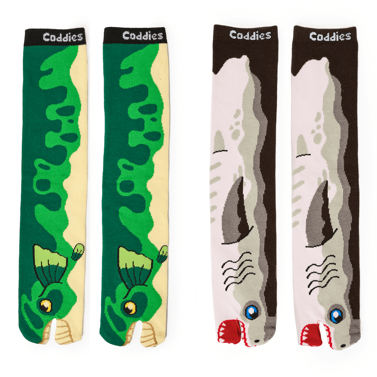 Coddies® Fish Two Toe Socks - Bass and Shark Design (2 PK)
